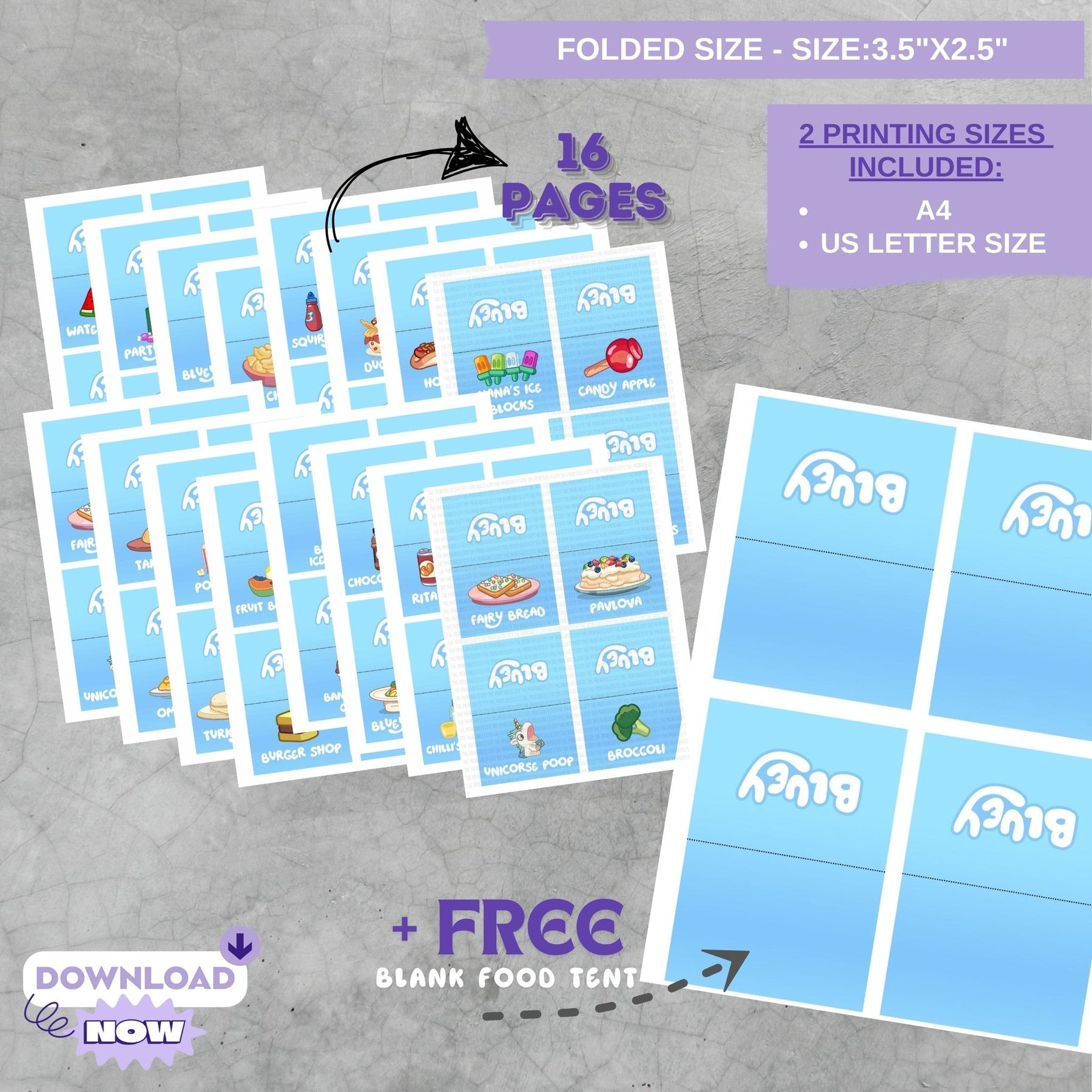 64 Pcs Bluey Place Cards, Bluey Food Tent Labels – The Printables City