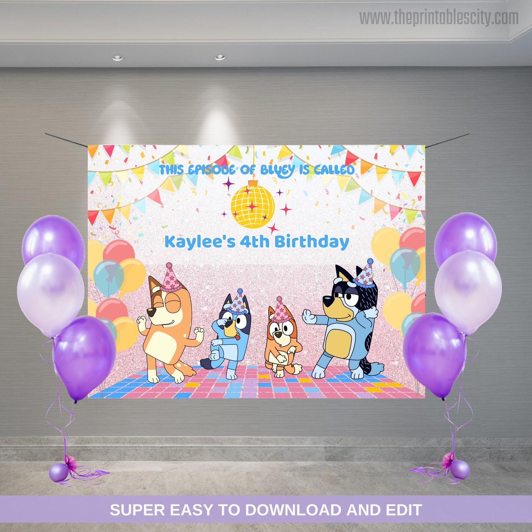Editable Bluey Banner Backdrop for Birthday – The Printables City