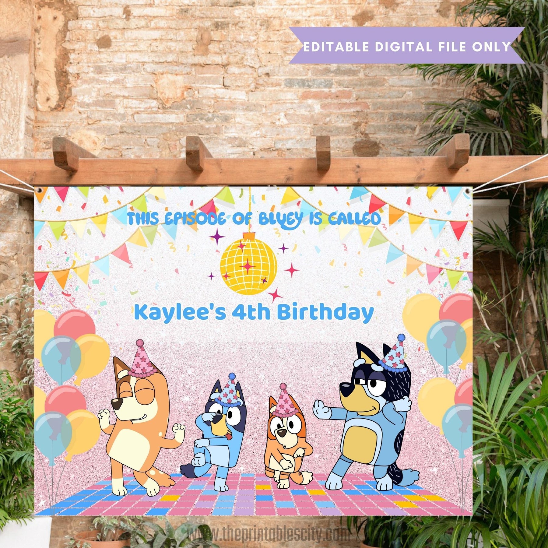 Editable Bluey Banner Backdrop for Birthday – The Printables City
