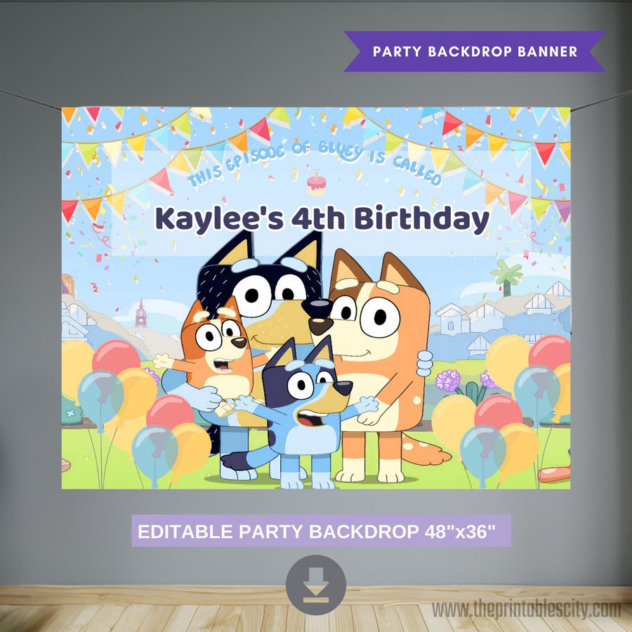 Bluey Banner Backdrop for Bluey Birthday – The Printables City