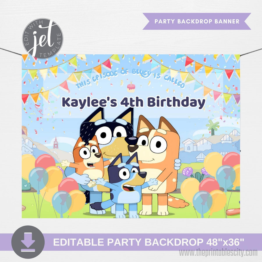 Bluey Banner Backdrop for Bluey Birthday – The Printables City