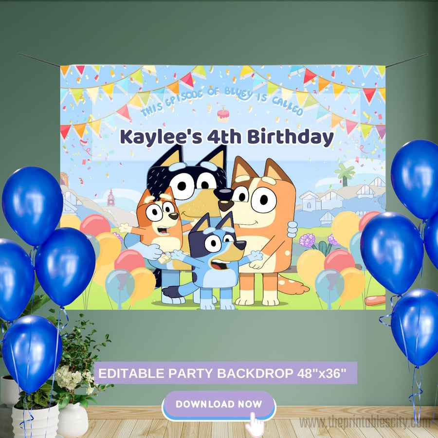 Bluey Banner Backdrop for Bluey Birthday – The Printables City