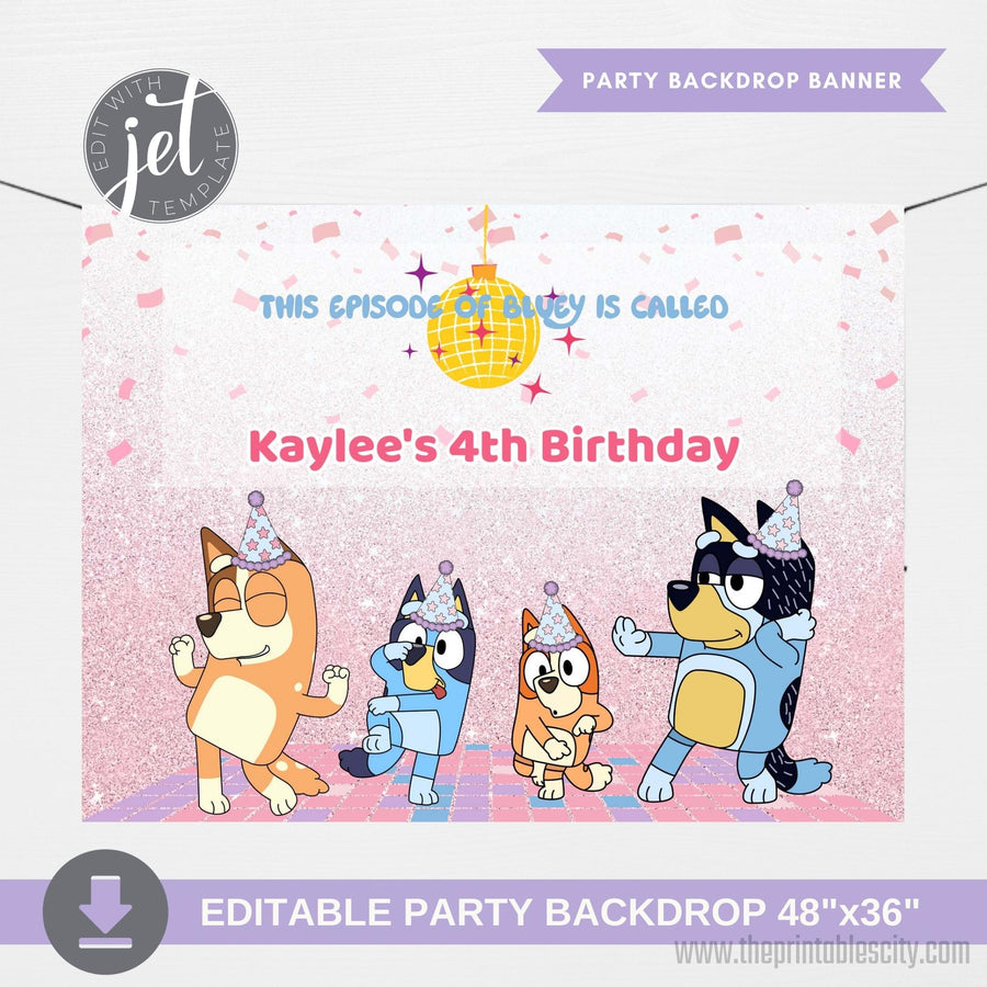 Editable Bluey Birthday Backdrop Banner – The Printables City