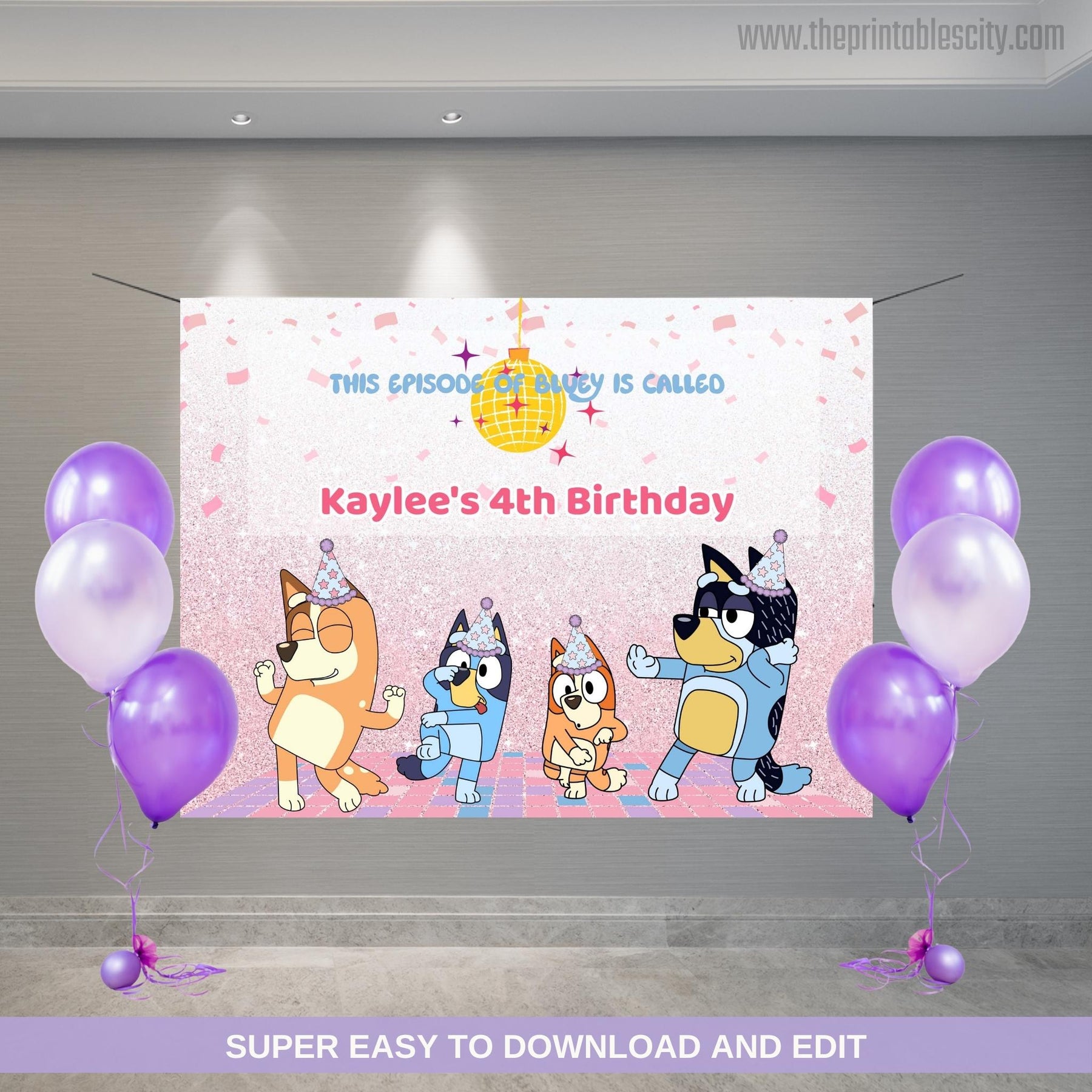 Editable Bluey Birthday Backdrop Banner – The Printables City