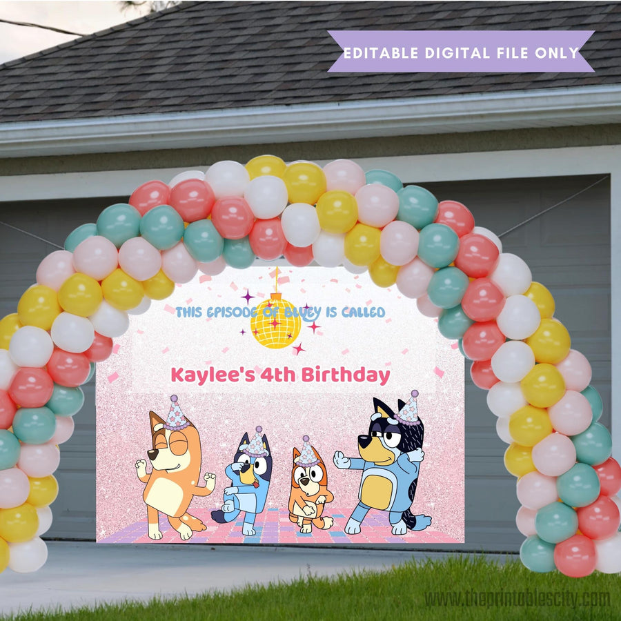 Editable Bluey Birthday Backdrop Banner – The Printables City