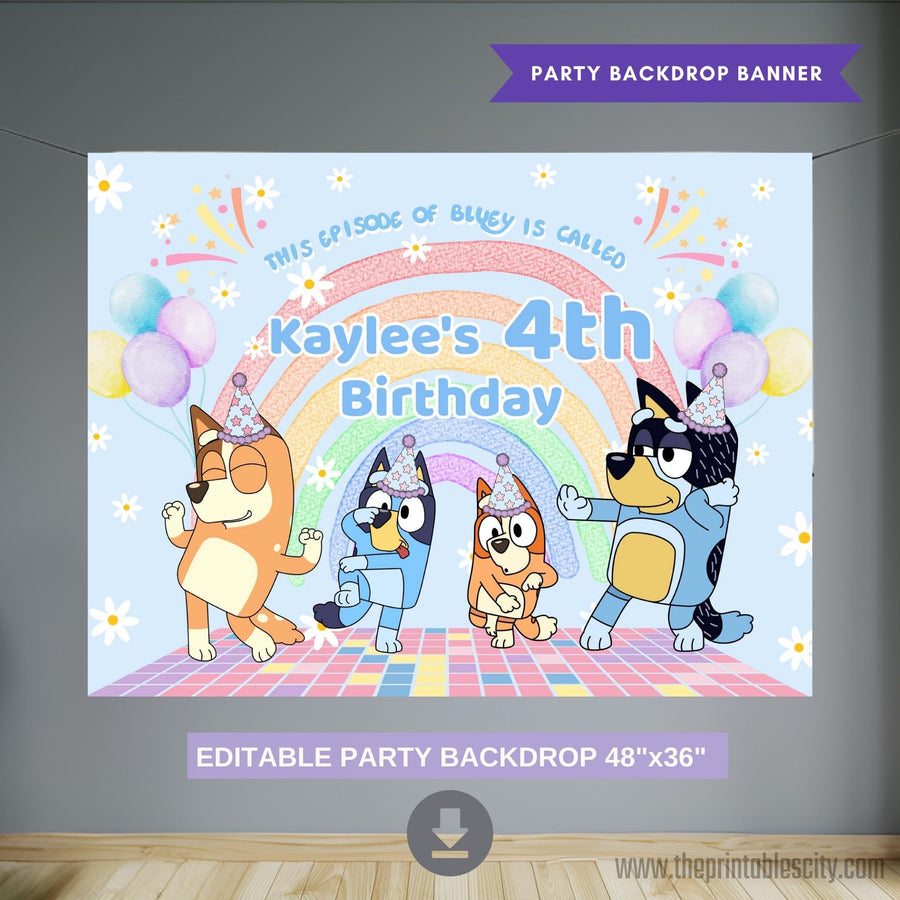 Bluey Banner Backdrop for Bluey Birthday – The Printables City