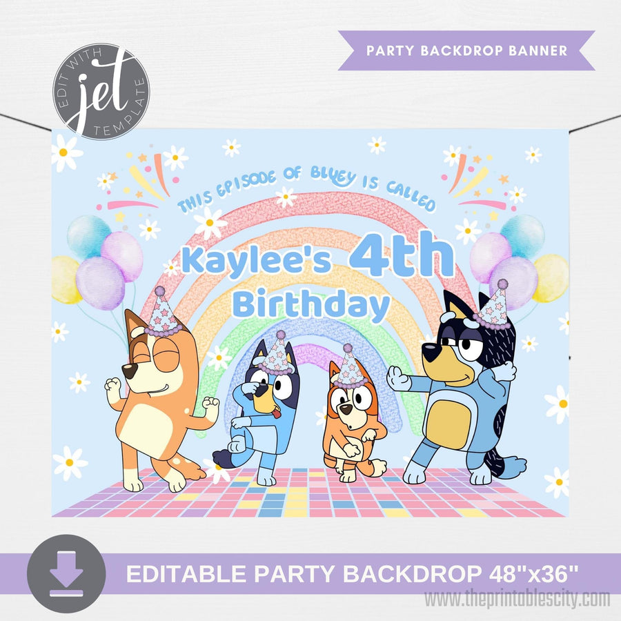 Bluey Banner Backdrop for Bluey Birthday – The Printables City