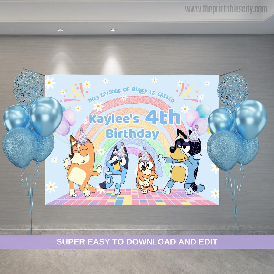 Bluey Banner Backdrop for Bluey Birthday – The Printables City