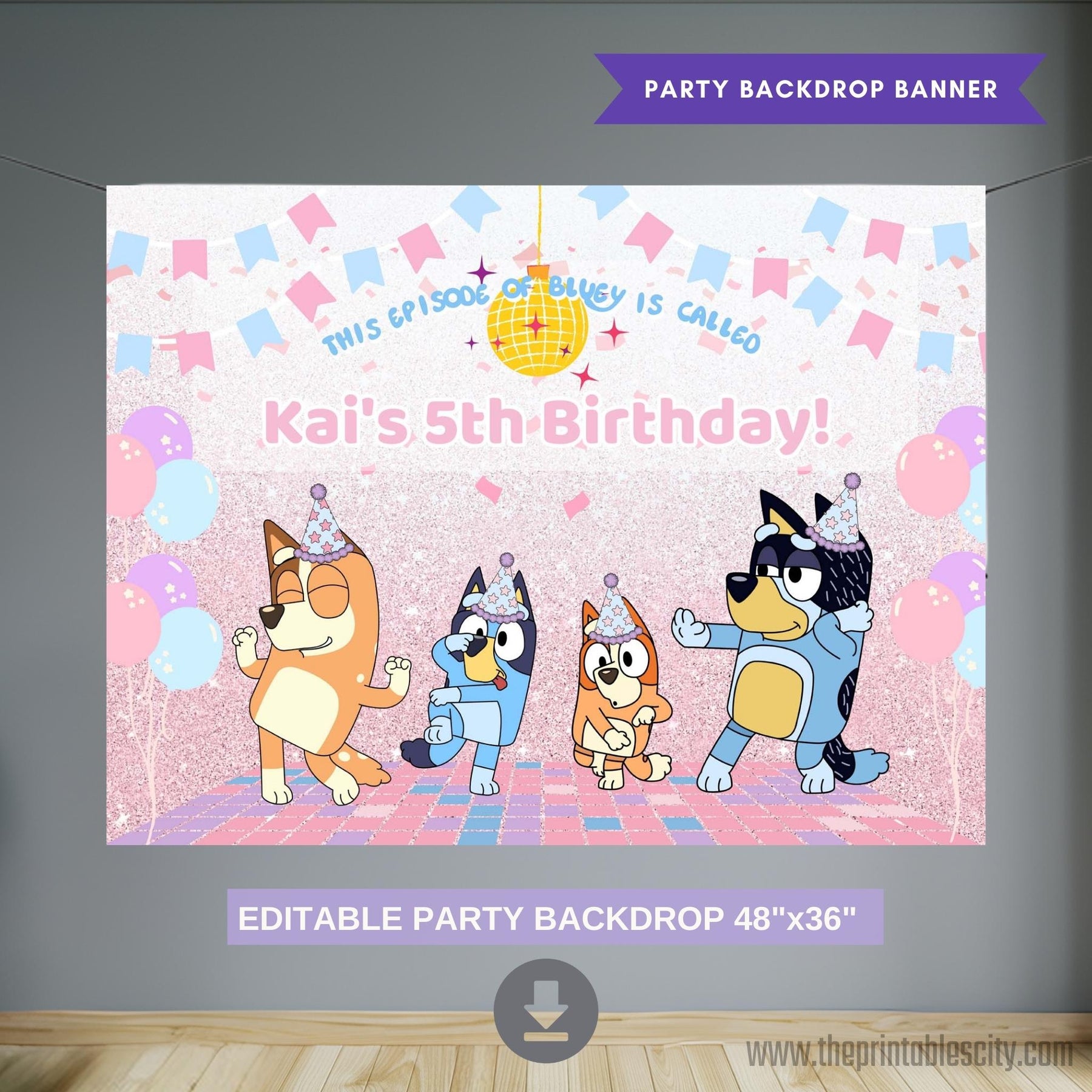 Bluey Birthday Banner Backdrop - Editable Template – The Printables City