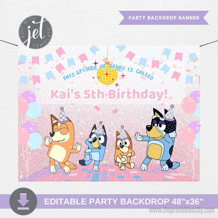 Bluey Birthday Banner Backdrop - Editable Template – The Printables City