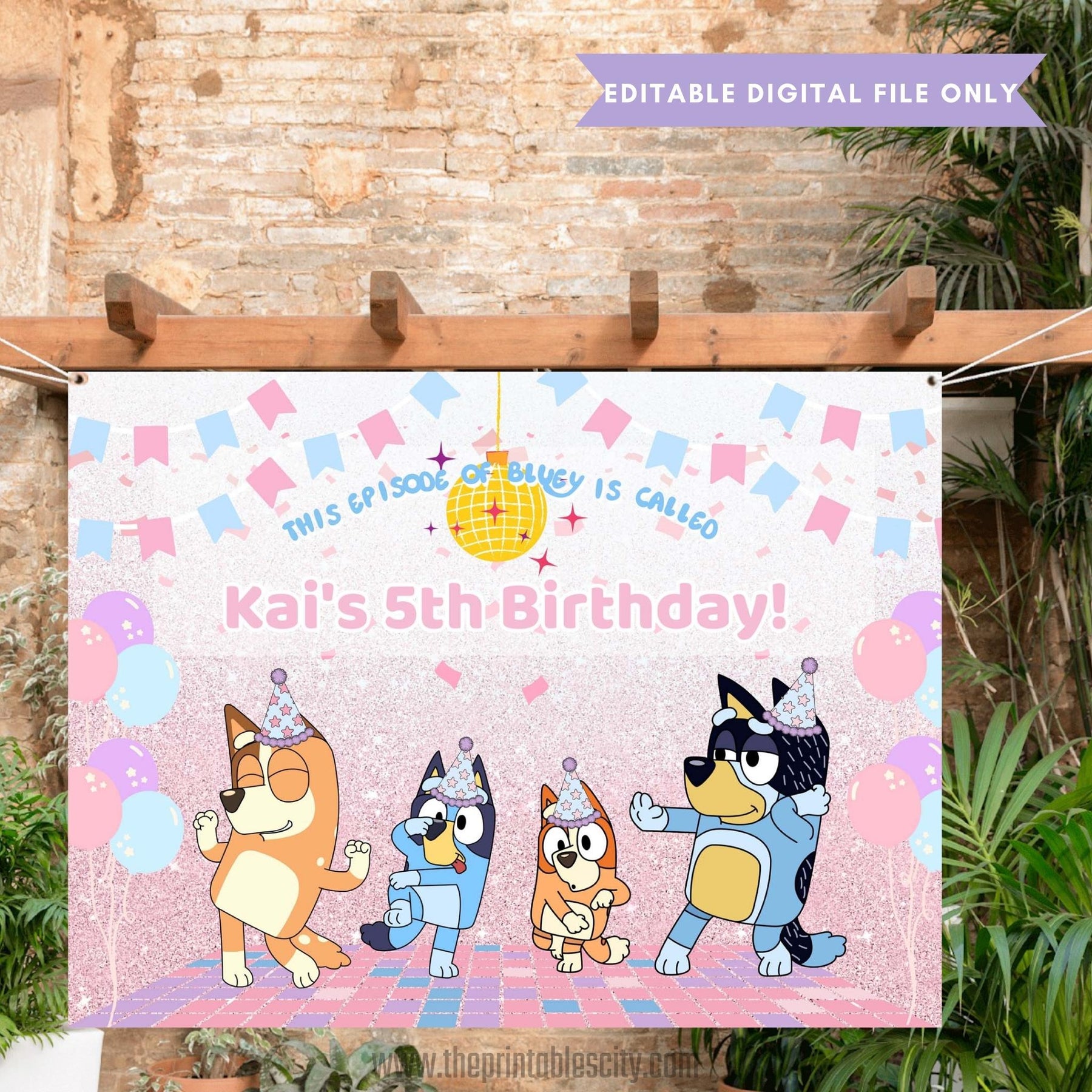 Bluey Birthday Banner Backdrop - Editable Template – The Printables City