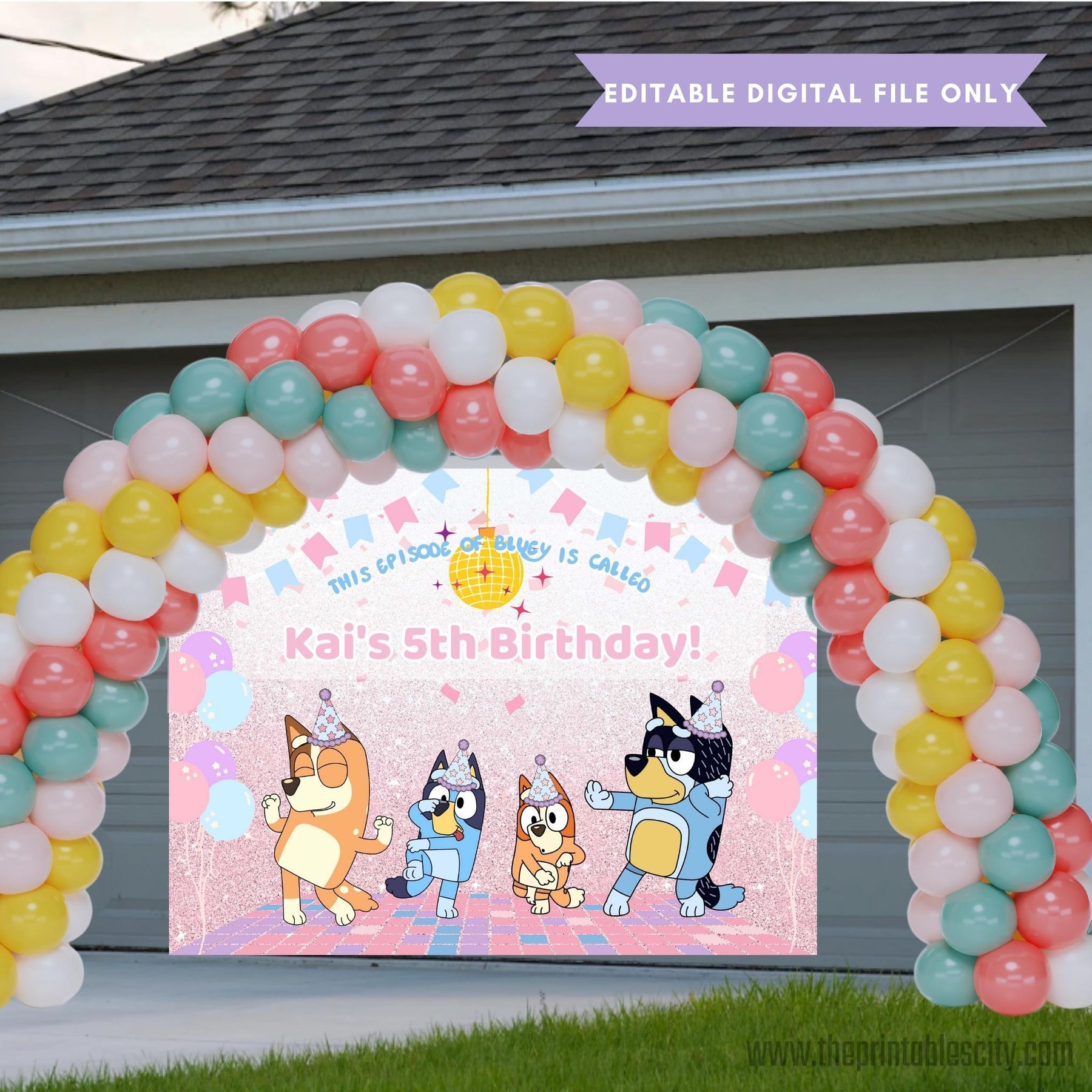 Bluey Birthday Banner Backdrop - Editable Template – The Printables City
