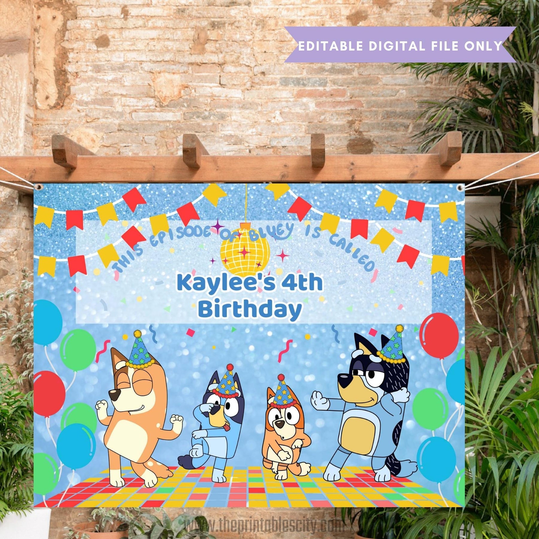 Editable Bluey Banner for Kids Birthday – The Printables City