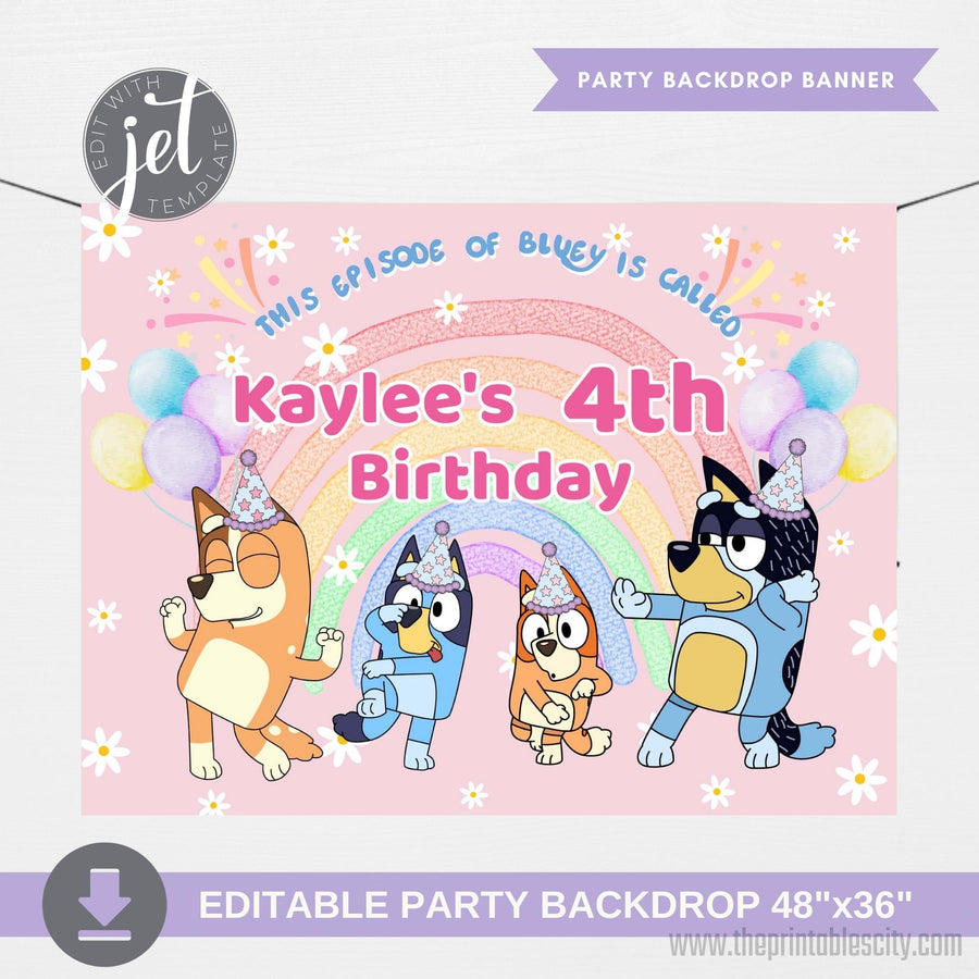 Editable Bluey Banner for Kids Birthday – The Printables City