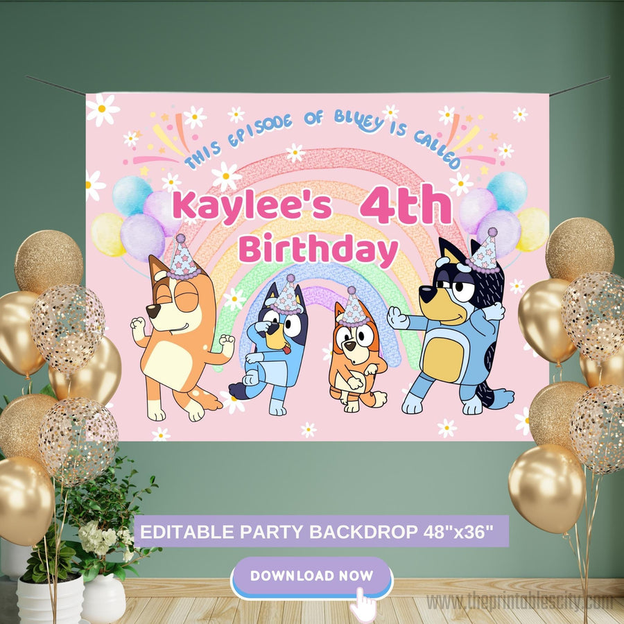 Editable Bluey Banner for Kids Birthday – The Printables City