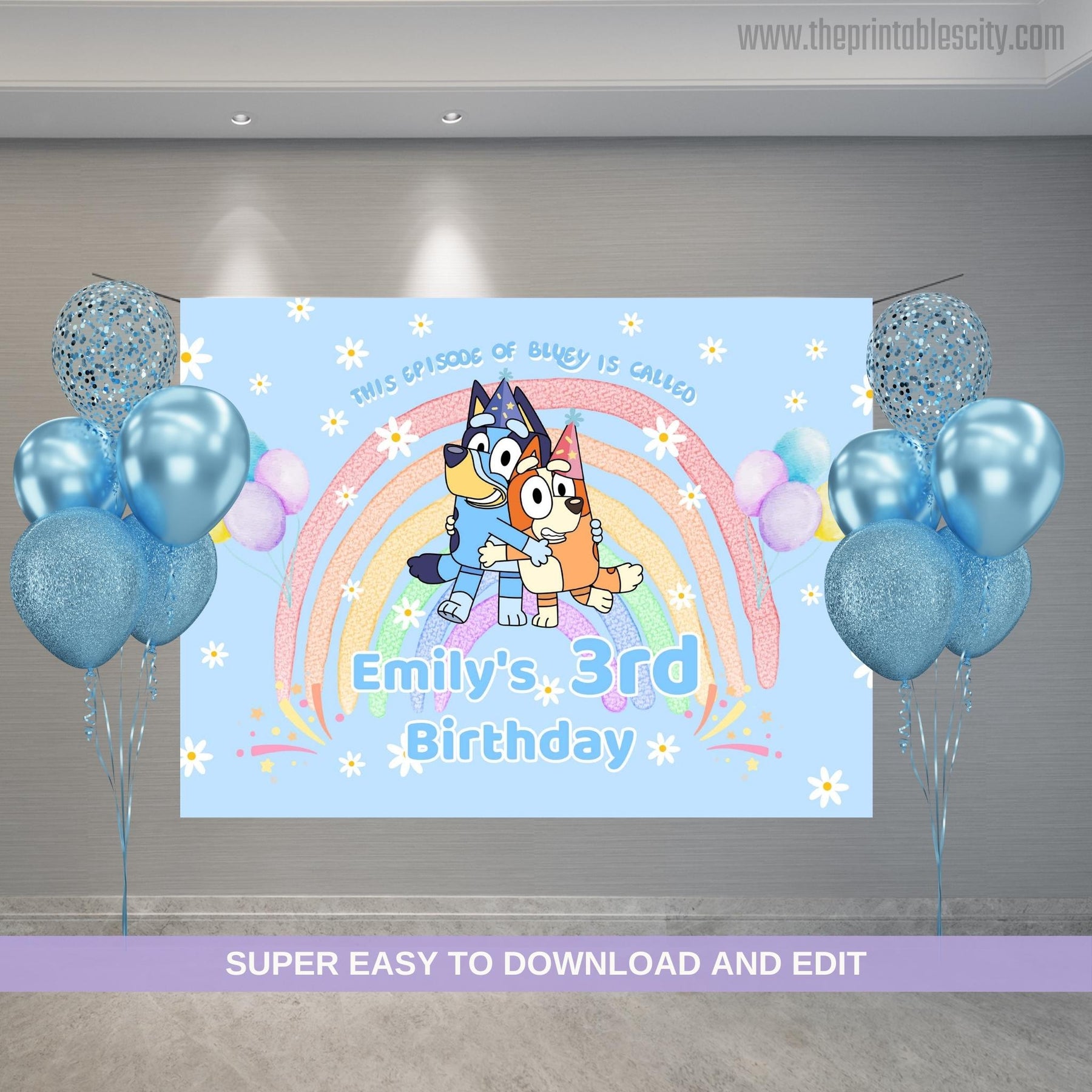 Bluey Birthday Banner Backdrop - Editable Template – The Printables City