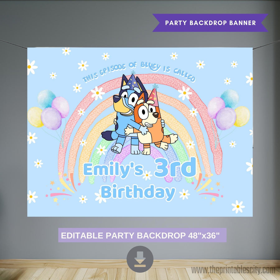 Bluey Birthday Banner Backdrop - Editable Template – The Printables City