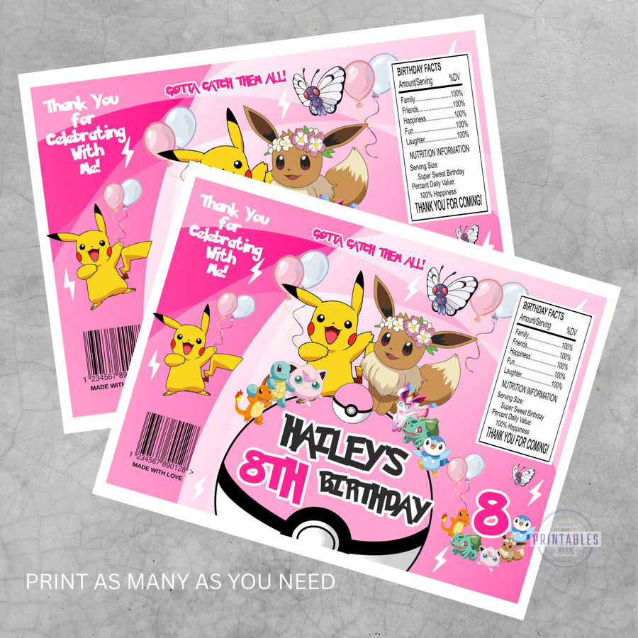 Editable Pokemon Chip Bag Wrapper Party Favor – The Printables City