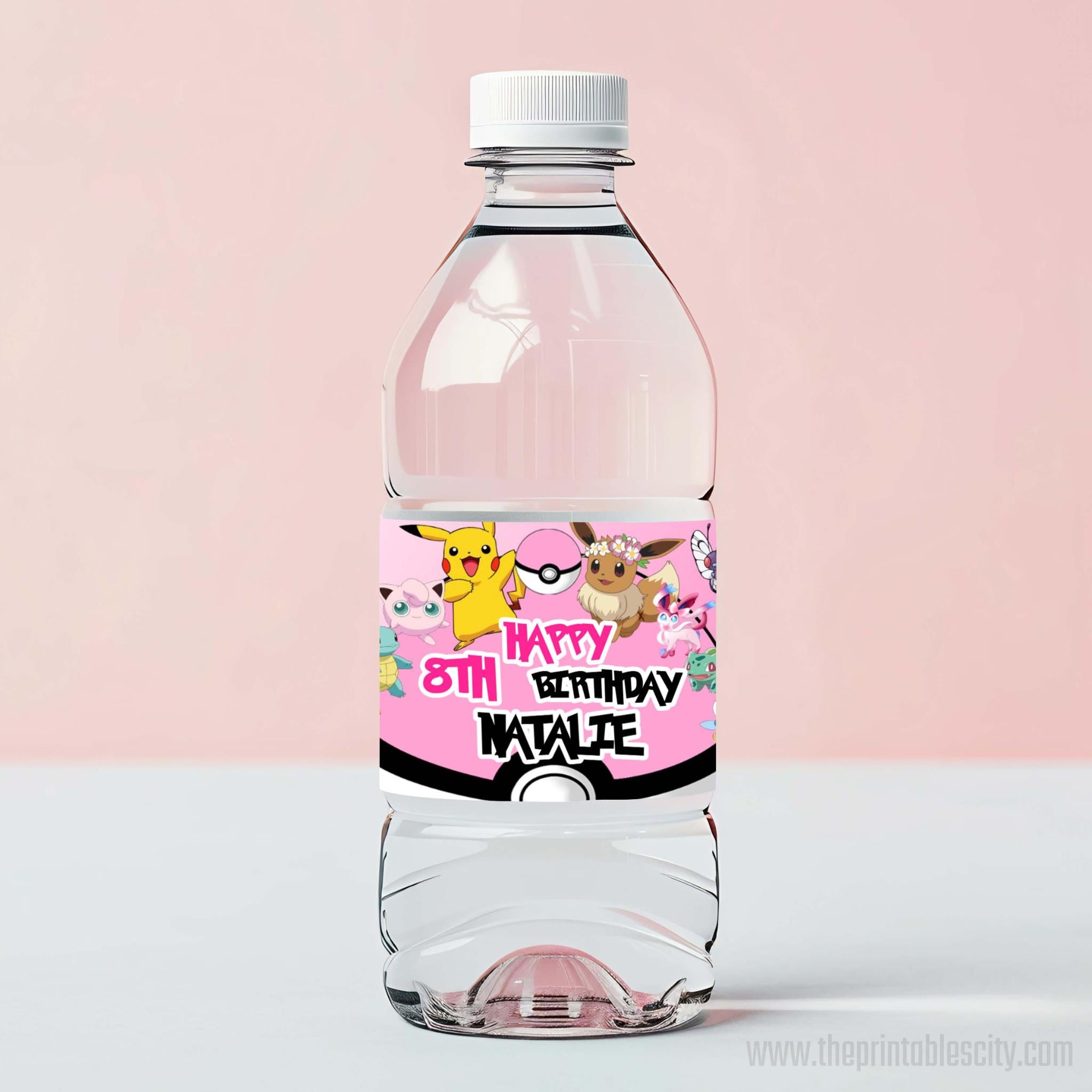 Editable Pokemon Water Label for Kids Birthday – The Printables City
