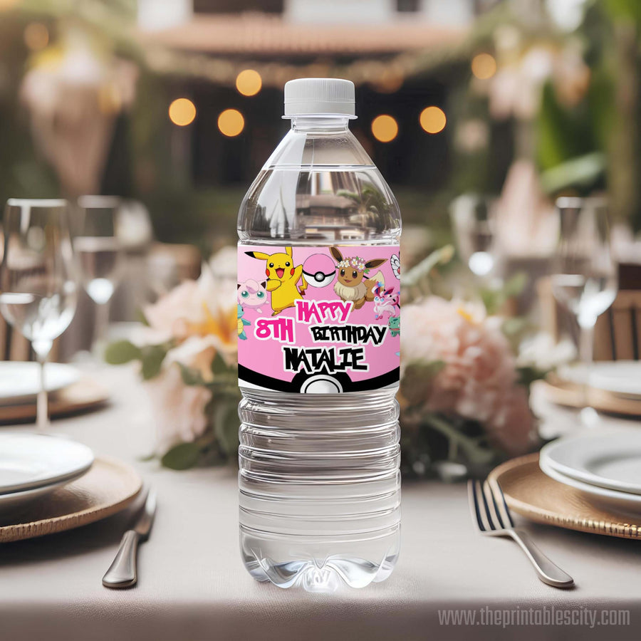 Editable Pokemon Water Label for Kids Birthday – The Printables City