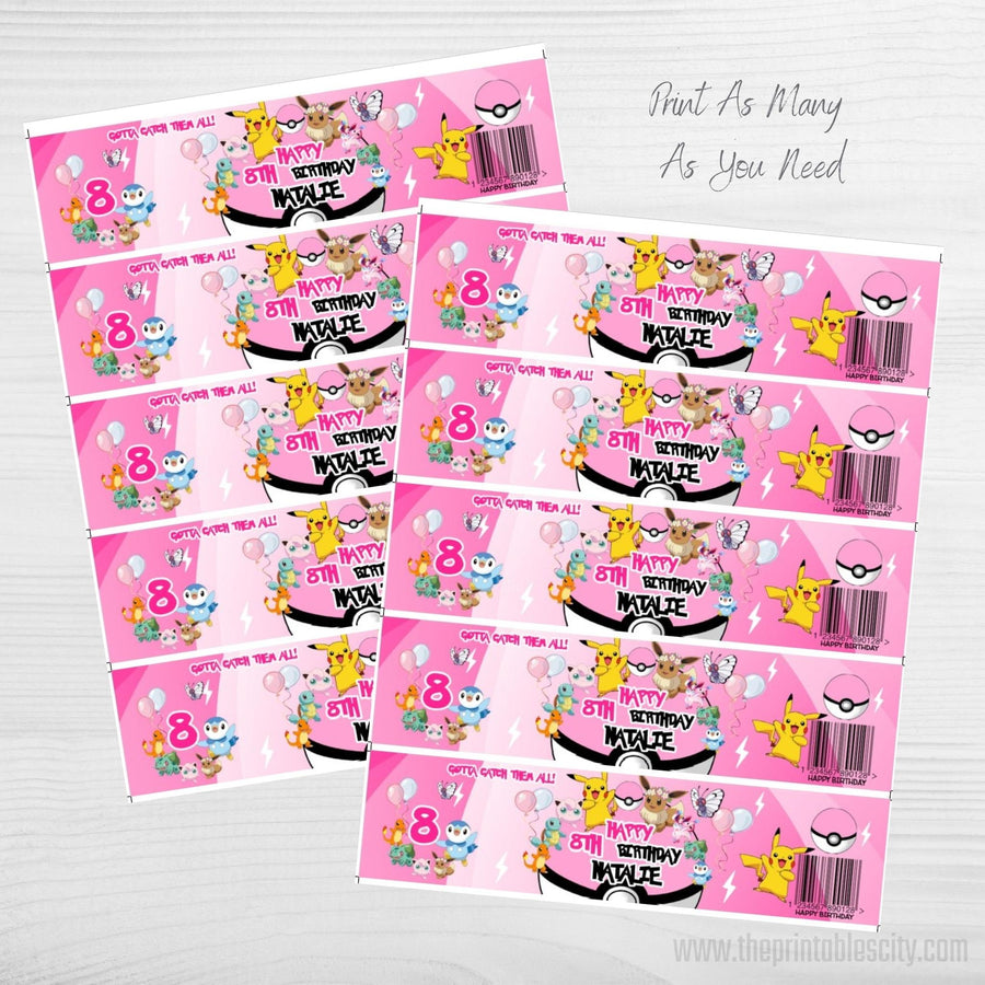 Editable Pokemon Water Label for Kids Birthday – The Printables City