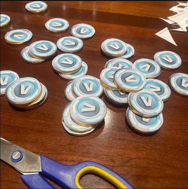 Hand Drawn Chocolate Coin Labels for Video Game, Vbucks Party Favor ...