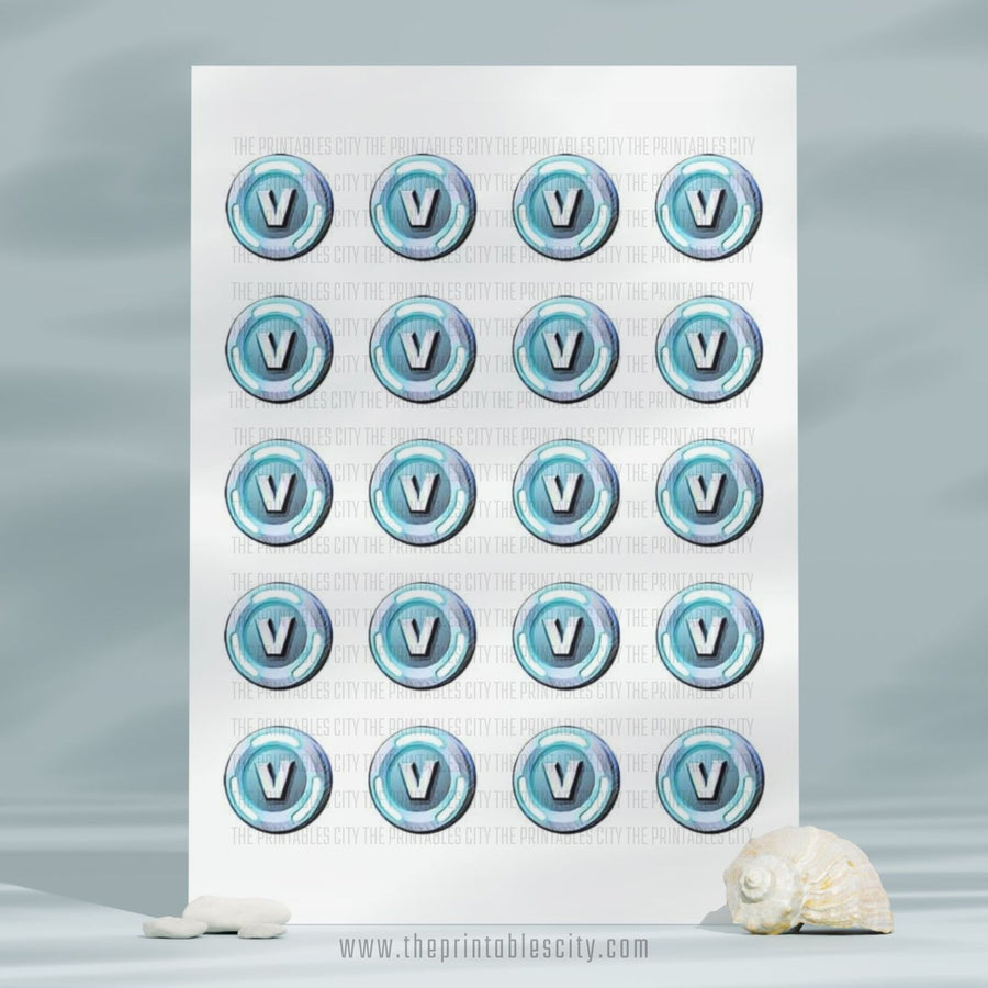 Hand Drawn Chocolate Coin Labels for Video Game, Vbucks Party Favor ...