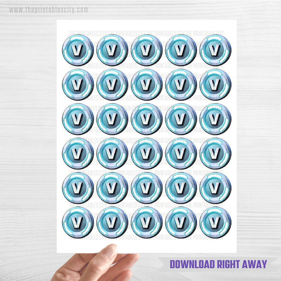 Hand Drawn Chocolate Coin Labels for Video Game, Vbucks Party Favor ...